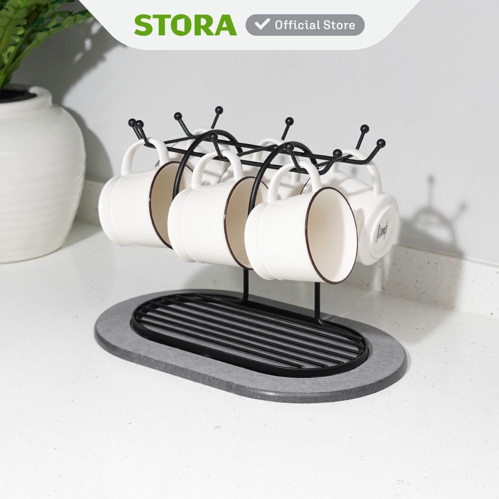 Jual Stora Rak Gelas Diatomite - Abu-Abu/Hitam Tempat Cangkir Gantung ...