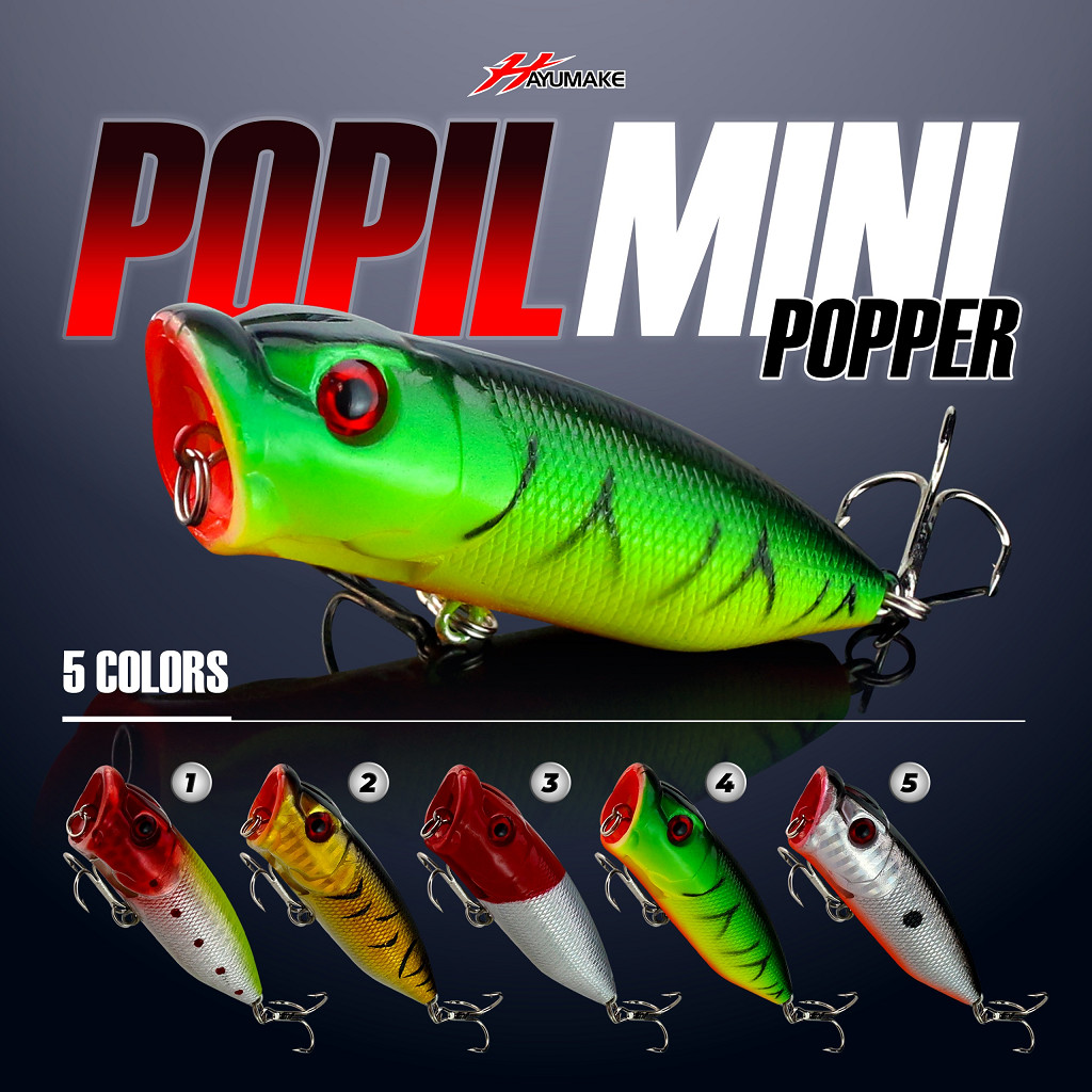 Jual Umpan Pancing Popper Mini | Umpan Casting UL Hayumake POPIL Mini ...