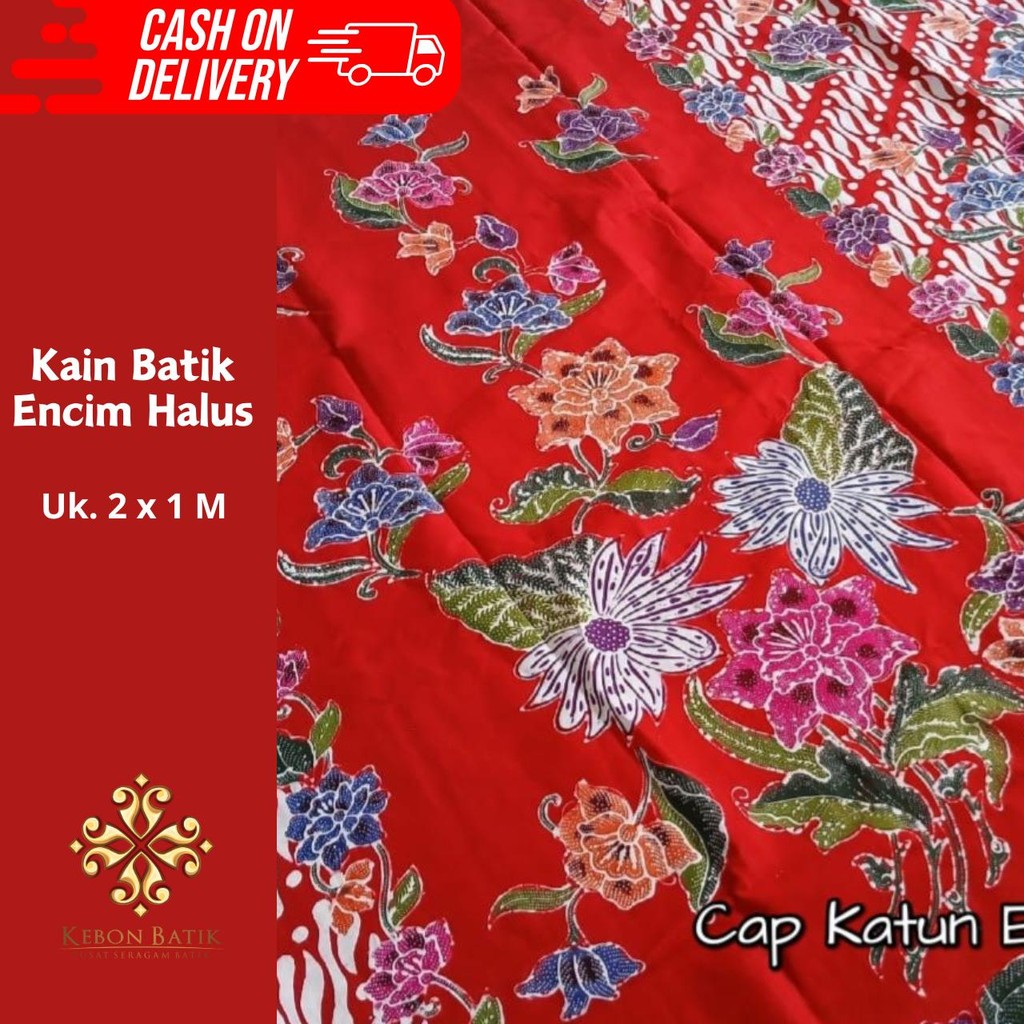 Jual Kain Batik Cap Encim Halus warna Merah Bisa COD 2411010001 ...
