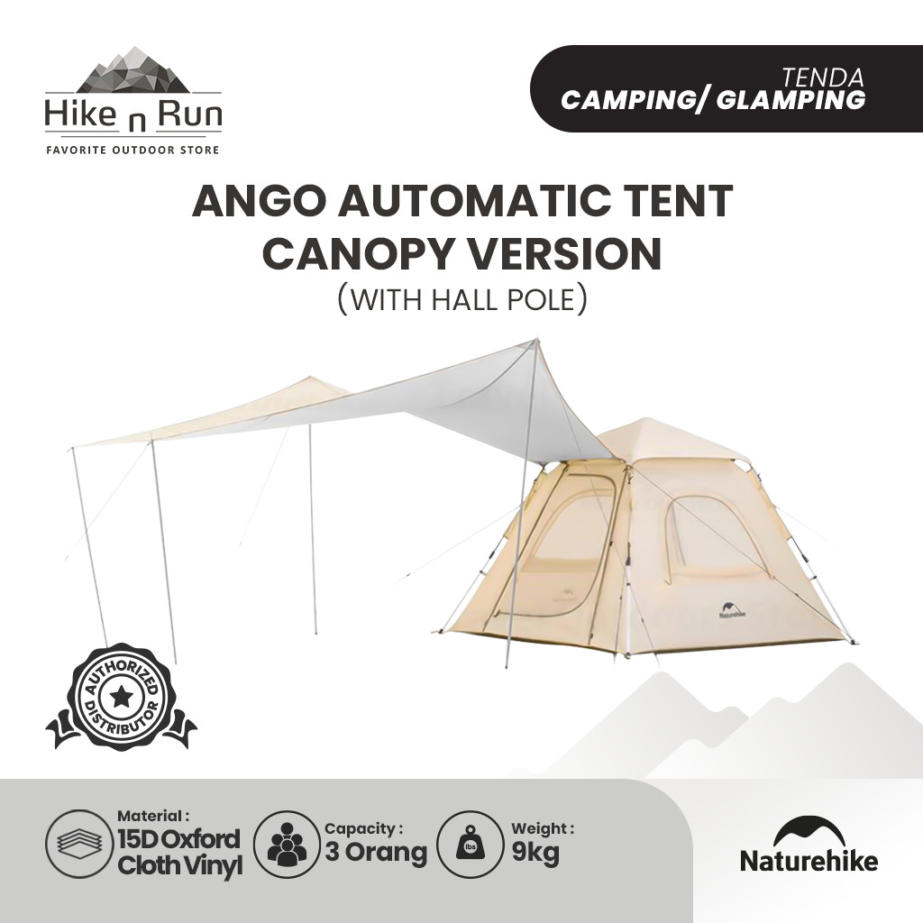 Jual Tenda Ango Automatic With Canopy 2in1 Naturehike CNK2300ZP014 Ango 3P Tent With Hall Pole ...