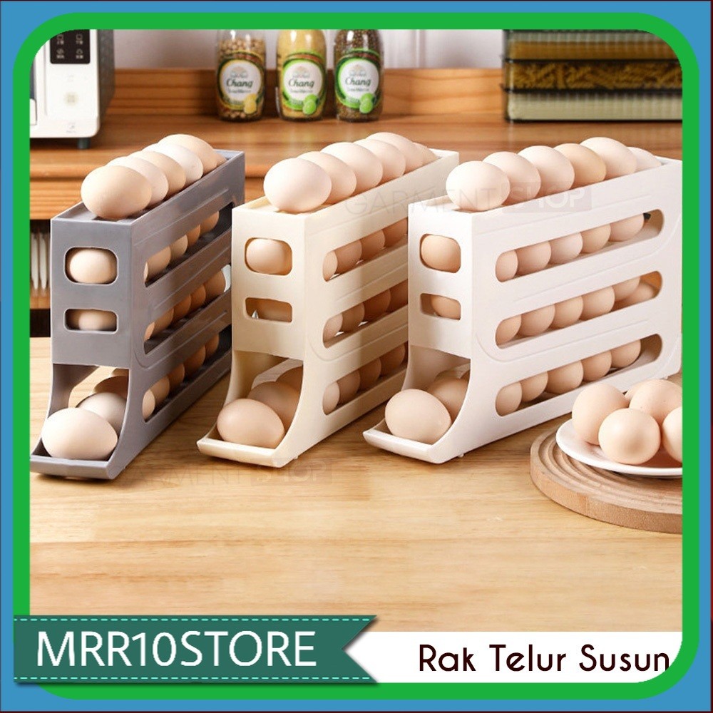 Jual Rak Telur 4 Tingkat Bergulir Otomatis Tempat Dispenser Penyimpanan ...