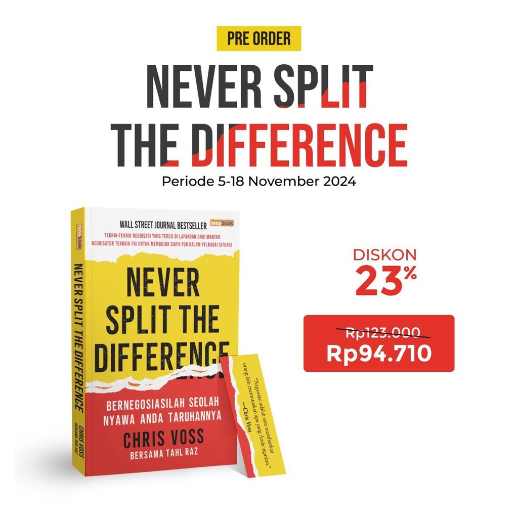 Jual Rene Turos - Renebook - Buku Never Split the Difference Bernegosiasilah Seolah Nyawa Anda ...