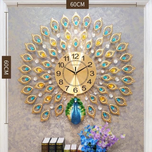 Jual Jam Dinding Luxury Mewah Diamond Peacock 60CM | Shopee Indonesia