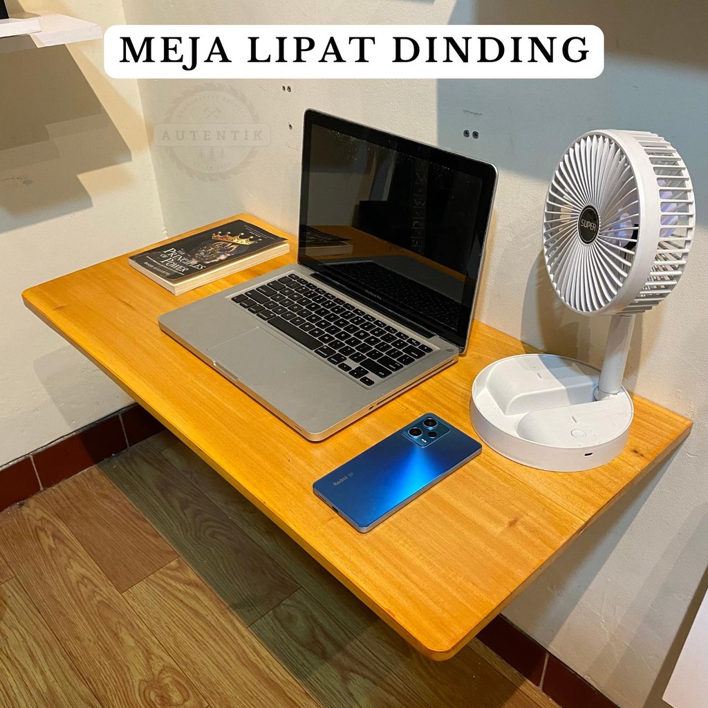Jual Meja Tempel Dinding Lipat Portabel Kayu Solid Asli dengan Bracket ...
