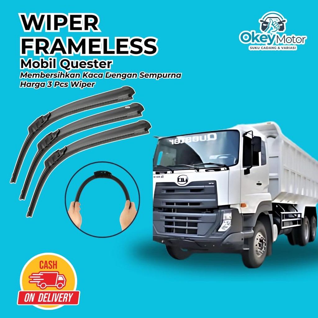 Jual Wiper Mobil Frameless Quester Model Banana Karet 1 Set Kiri dan ...