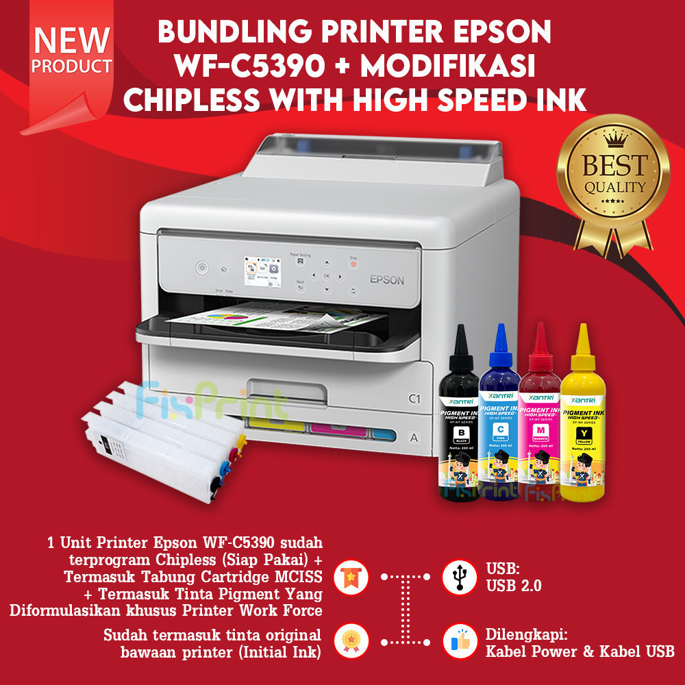 Jual Chipless Printer Epson WF-C5390 WF C5390 WiFi Duplex Epson ...