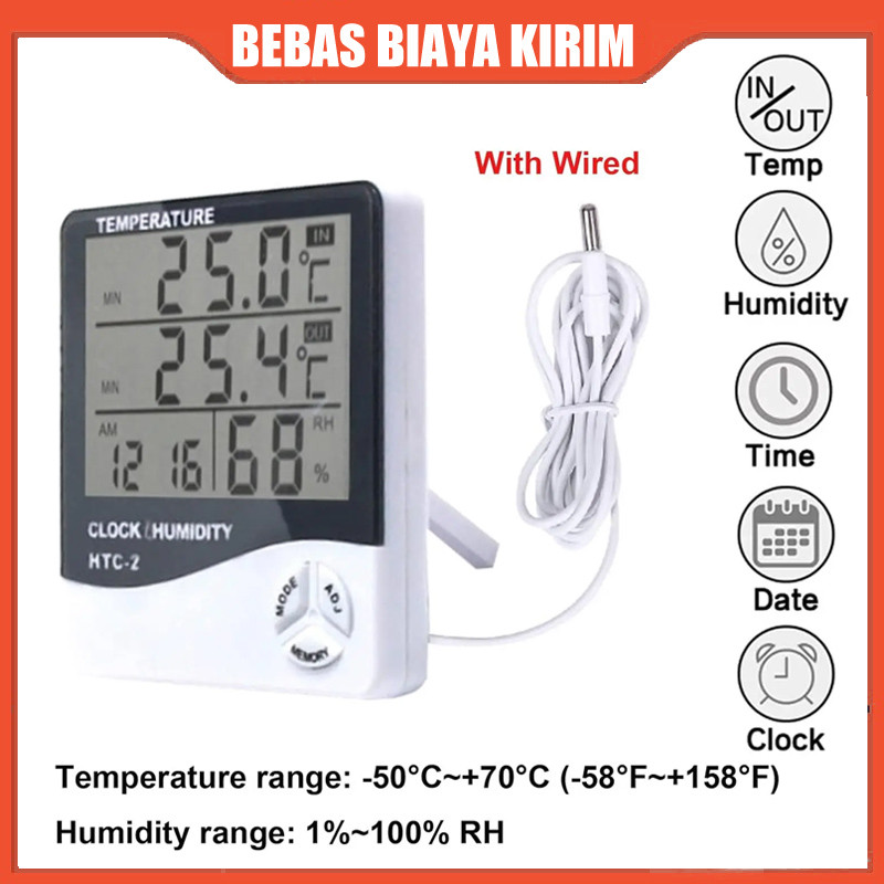 Jual HTC-1 HTC-2 Thermometer Hygrometer Digital Higrometer Termometer ...