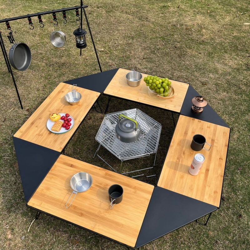 Jual YSL77BM Beige Meja lipat camping outdoor steel mesh BBQ portable ...