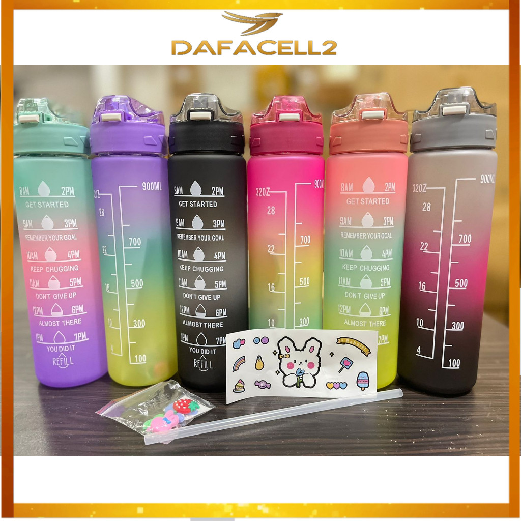 Jual BOTOL MINUM TIME 1 LITER NEW!!! VIRAL GRADASI TRITAN SEDOTAN FREE ...