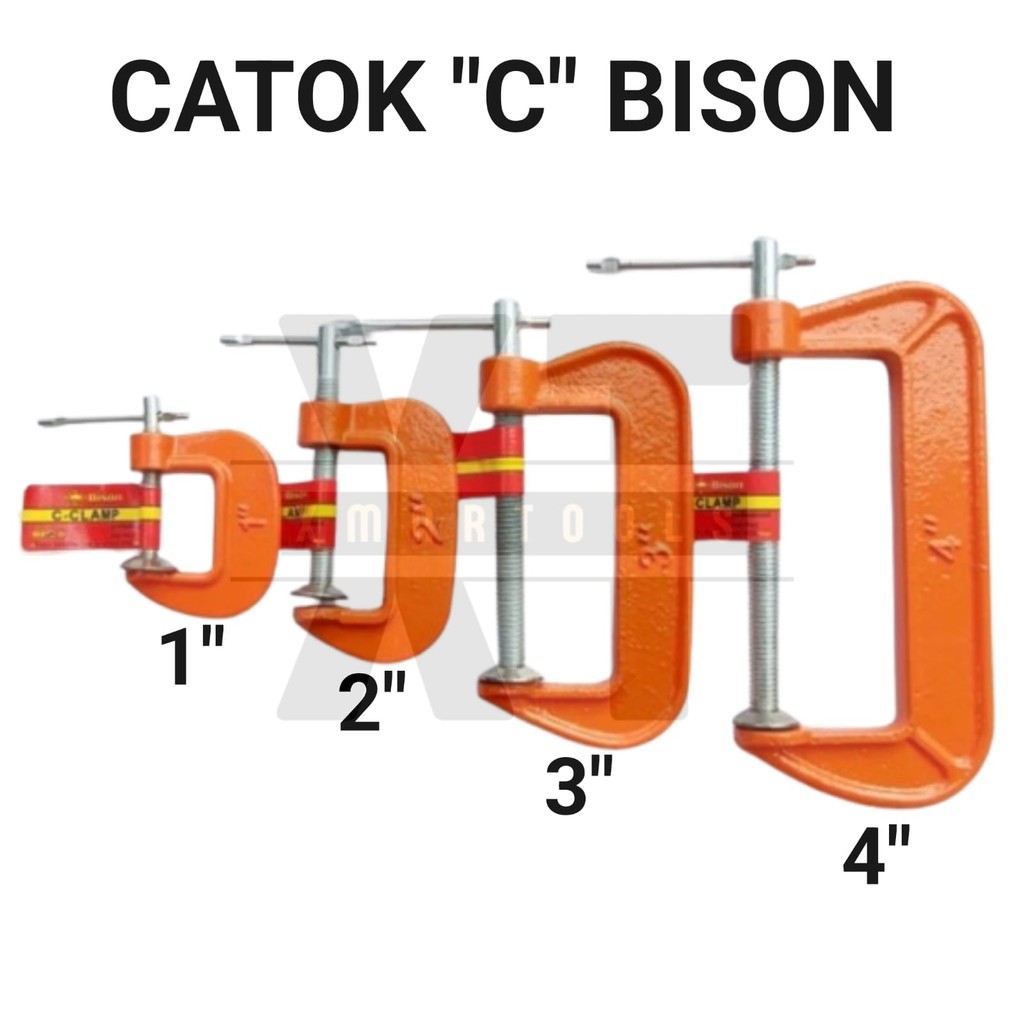 Jual Catok Clamp C 1" 2" 3" 4" BISON - Klem penjepit kayu - Alat Jepit ...