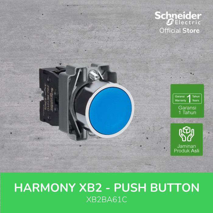 Jual Schneider Electric Harmony XB2 Push Button Blue 22mm 1 N/O ...