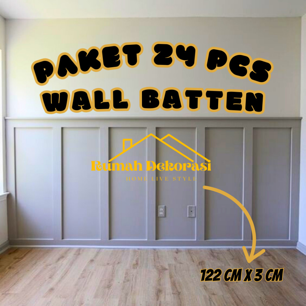 Jual 24 PCS Wall Batten Dekorasi List Kayu Hiasan Dinding Wall Panel ...