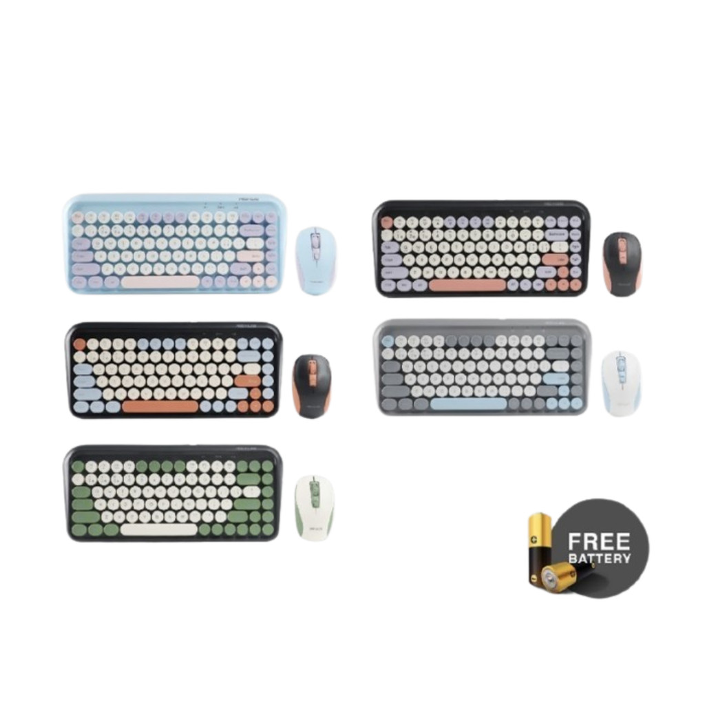 Jual REXUS KM11 COMBO KEYBOARD + MOUSE WIRELESS DUAL CONNECTION RETRO ...