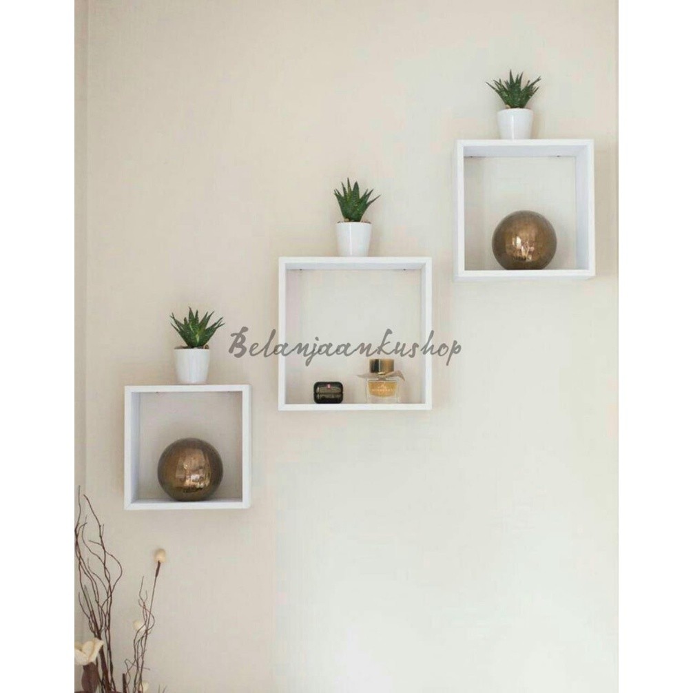 Jual SAMULSHOP Rak Dinding Kotak Minimalis Hiasan Dinding bunga Rak ...