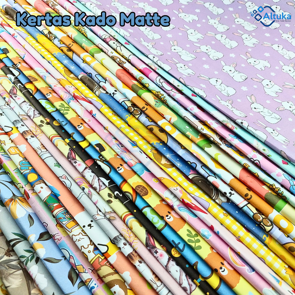 Jual (10 Pcs) Kertas Kado Matte / Kertas Kado Motif Karakter Lucu ...