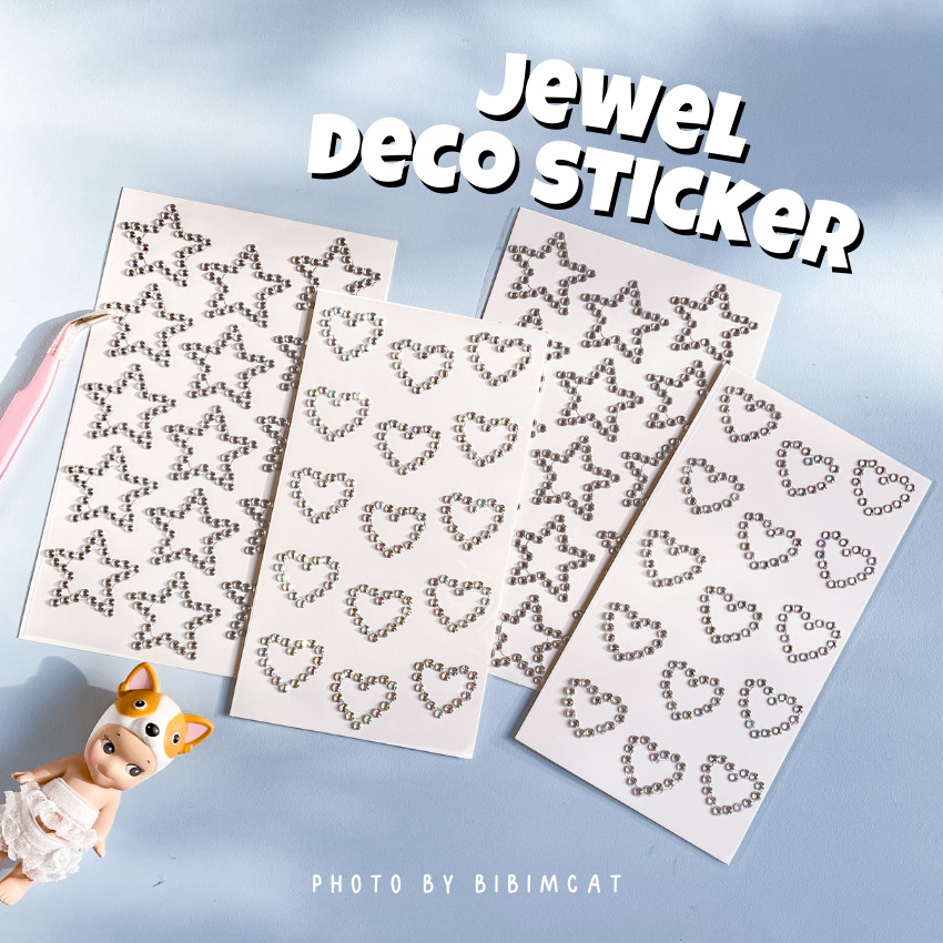Jual Bibimcat - Sticker Jewel Y2K Hati & Bintang Silver / Stiker Deco ...