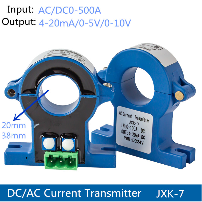 Jual Split Core Current Transmitter 0-500A AC DC Hall Current Sensor Transducer 20mm Hole 0-10V ...