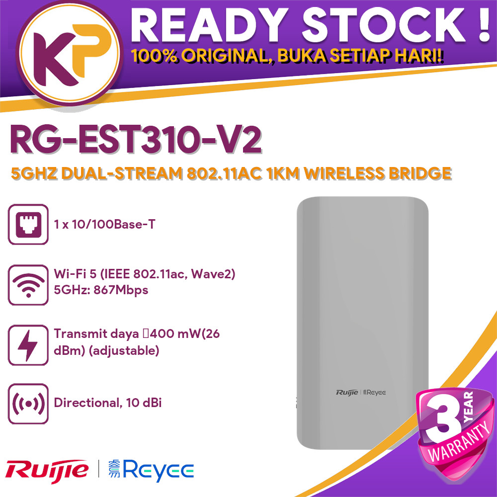 Jual RUIJIE REYEE RG-EST310-V2 5GHZ DUAL-STREAM 802.11AC 1KM WIRELESS ...