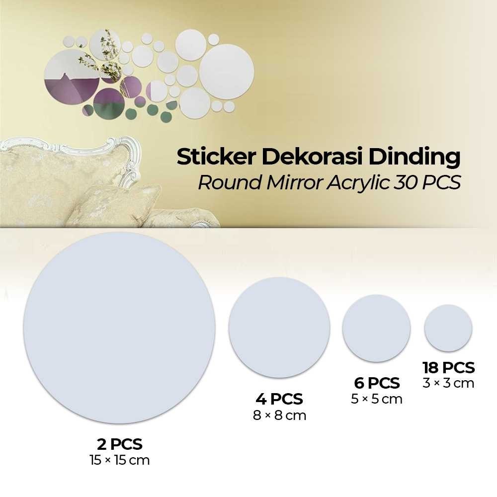 Jual Sticker Dekorasi Dinding Akrilik Cermin Bulat Isi 30 PCS| Hiasan ...