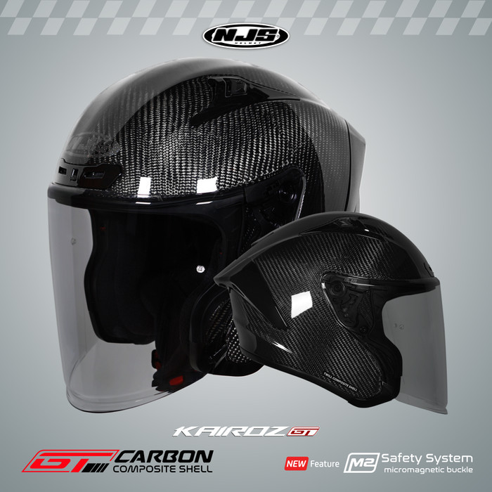 Jual NJS Kairoz GT Carbon Twill Gloss/Doff - Helm Half Face (FREE ...