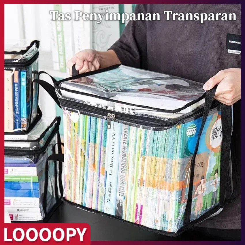 Jual LOOOOPY Tas Penyimpanan Buku Transparan Kantong Lipat Organizer ...