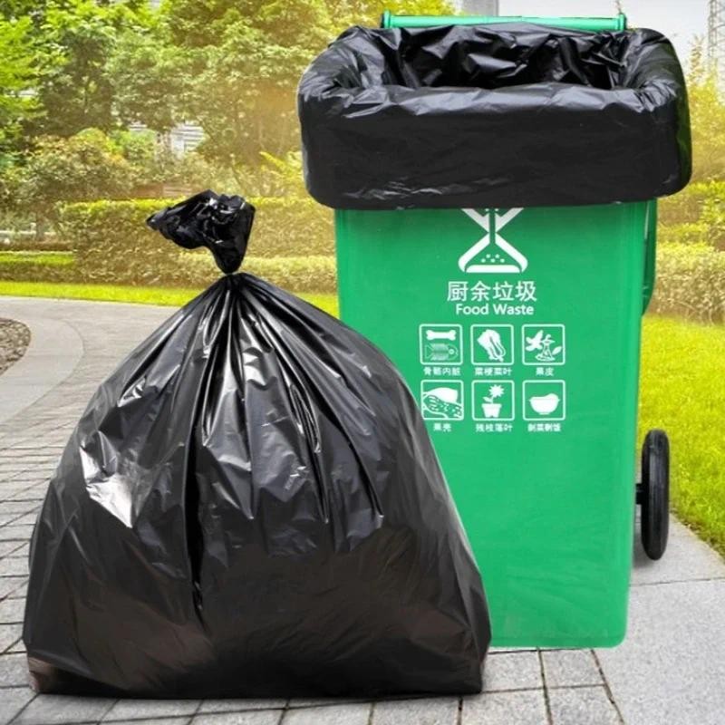 Jual 50PCS/1Roll Large Garbage Bags 50L/100L Black Hotel Property Super ...