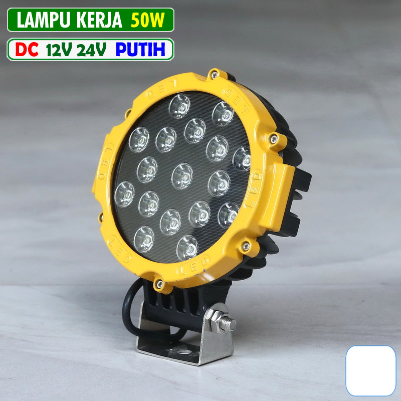 Jual Lampu Kerja Led 50W DC 12V 24V 7" Waterproof Sorot Tembak Belor ...