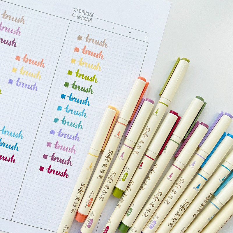 Jual Set 12 Soft Brush Sign Pen Calligraphy Pen Aesthetic Brush ...