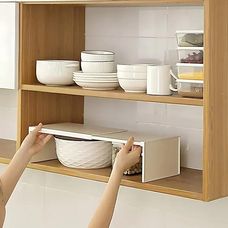 Jual Kitchen Cupboard Organizer Retractable Cabinet Shelf Space Saving ...