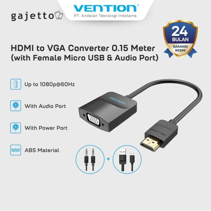 Jual Vention HDMI to VGA Converter Adapter For Monitor dan Proyektor ...