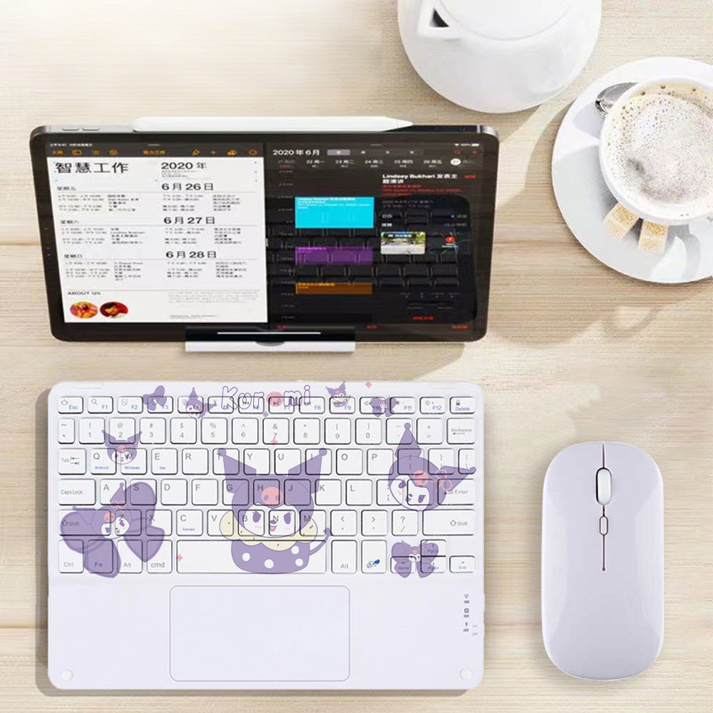 Jual Cute Kuromi Melody Sanrio Wireless Bluetooth Keyboard Youthful and ...