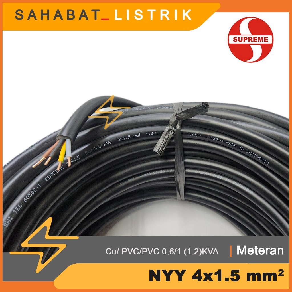 Jual Kabel Listrik SUPREME NYY 4X1.5 4x1,5 Meteran Per Meter HITAM | Shopee Indonesia
