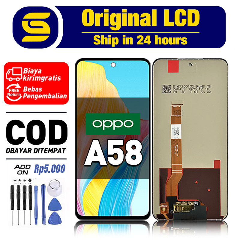 Jual LCD OPPO A58 Original Touchscreen Fullset Compatible For Glass Digitizer ori asli COD ...