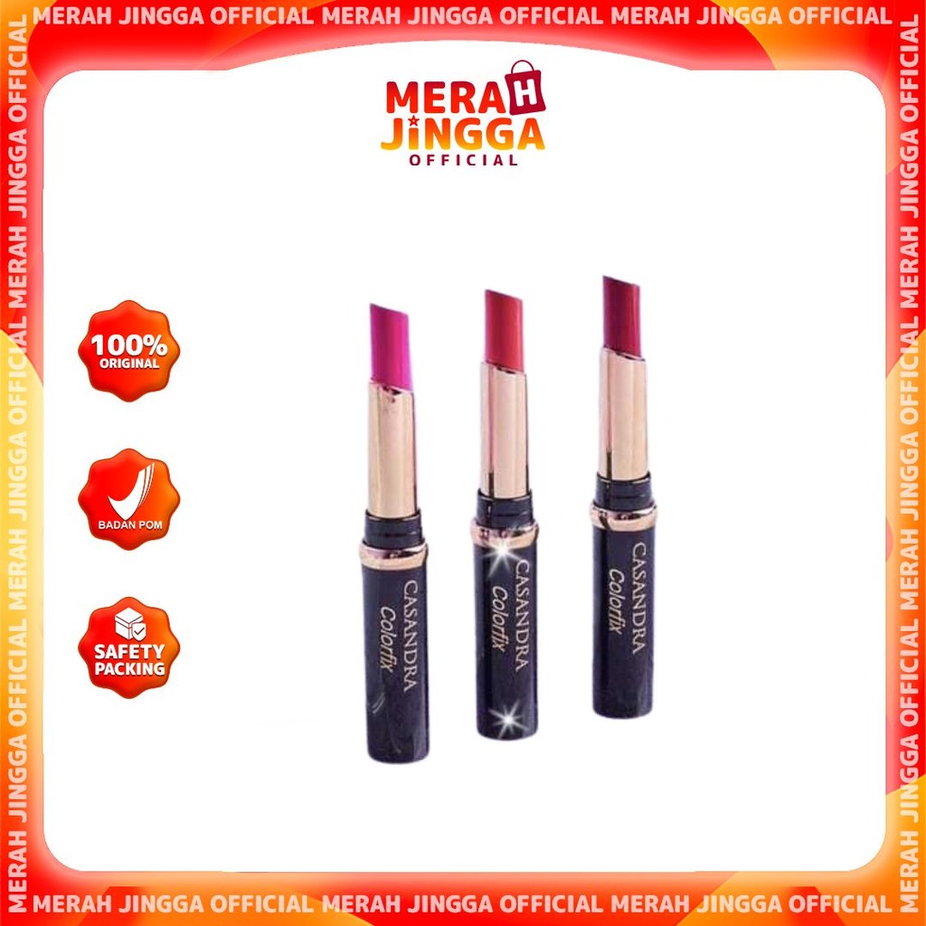 Jual Casandra Colorfix Lipstick Lipstik Matte | Merah Jingga Official ...