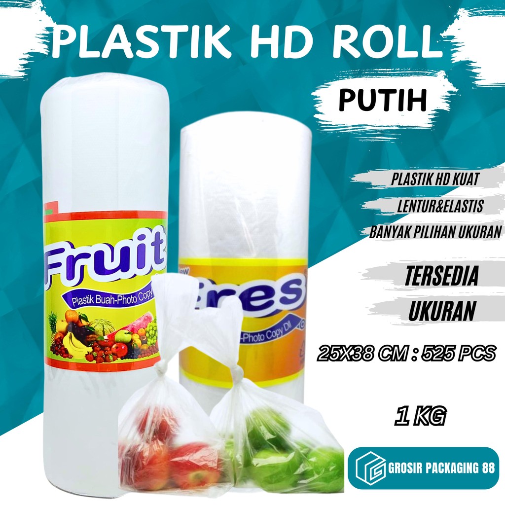 Jual Plastik HD Roll Premium Buah Sayur Supermarket Fotocopy 1kg 25x40 ...