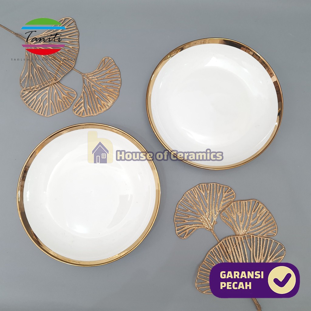 Jual TANITI Piring Keramik Makan Bulan 8 Inch Piring Makan ELECTRO GOLD ...