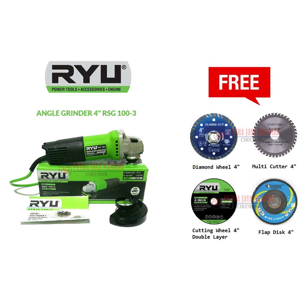 Jual Tekiro Ryu 4 Inch / Angle Grinder / Mesin Gerinda / Gurinda Tangan RSG 100 - 3 + Aksesories ...