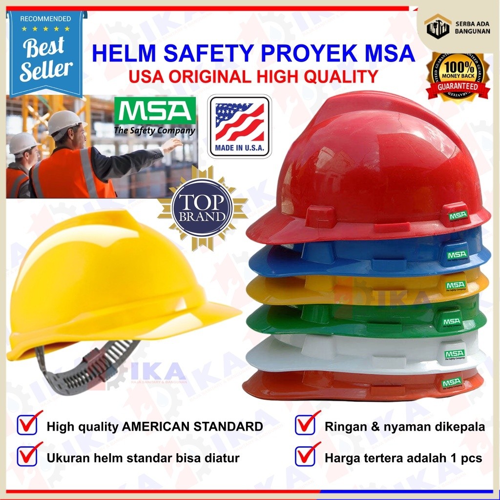 Jual BISA COD HELM PROYEK V-GUARD SAFETY MSA USA ( HIJAU,ORANGE,KUNING ...