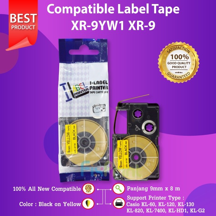 Jual FixPrint Pita Label Tape Printer XR-9YW1 9mm Black On Yellow CASIO ...