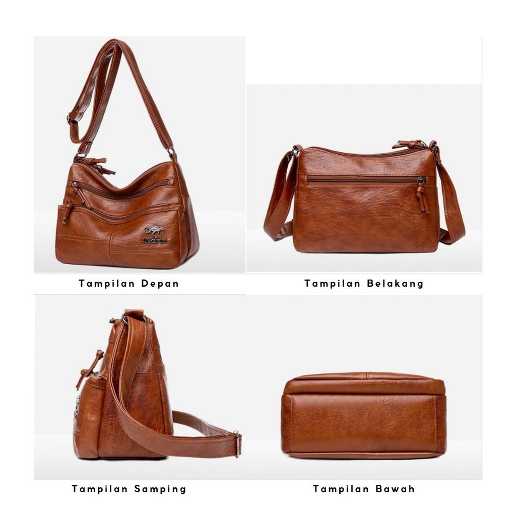 Jual ORIGINAL TAS SELEMPANG WANITA KULIT PREMIUM JINGPIN COKLAT MACATE ...