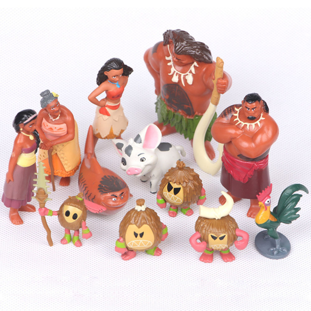 Jual 12 Pcs/Set 5-8CM Moana Princess Maui Chief Tui Tala Heihei Pua ...