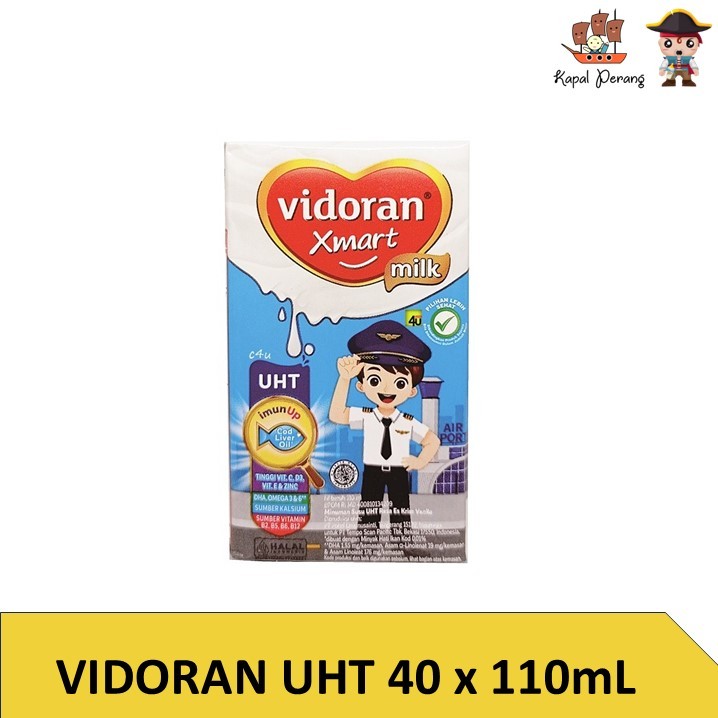 Jual Vidoran Xmart UHT Susu Cair Ice Cream Vanilla [40pcs / 110 ml ...