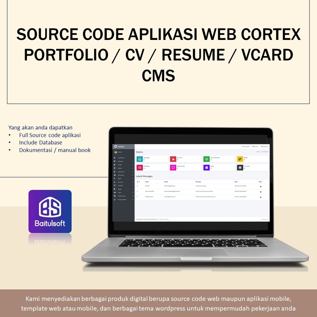Jual SOURCE CODE APLIKASI WEB CORTEX PORTFOLIO / CV / RESUME / VCARD CMS | Shopee Indonesia