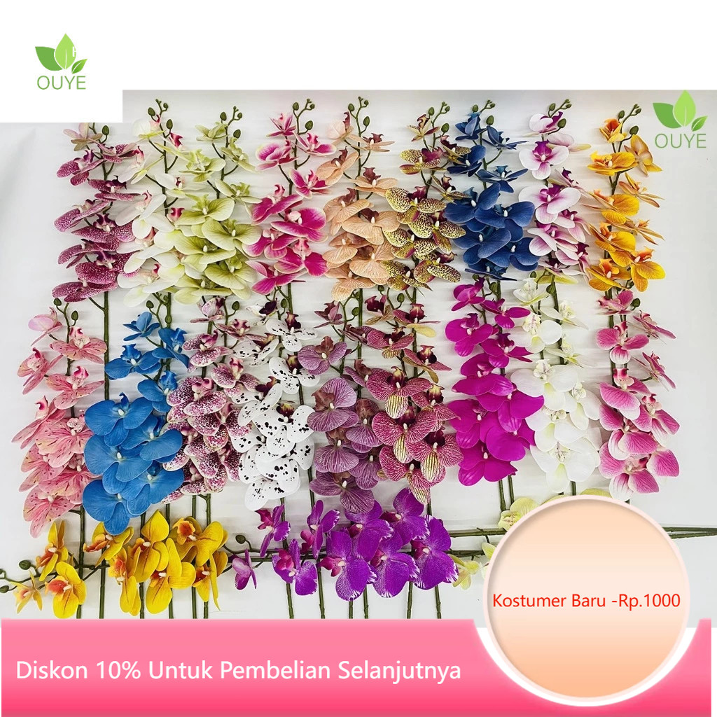 Jual Bunga Artificial Anggrek Latex Premium 105cm 3D Real Touch/ Bunga ...