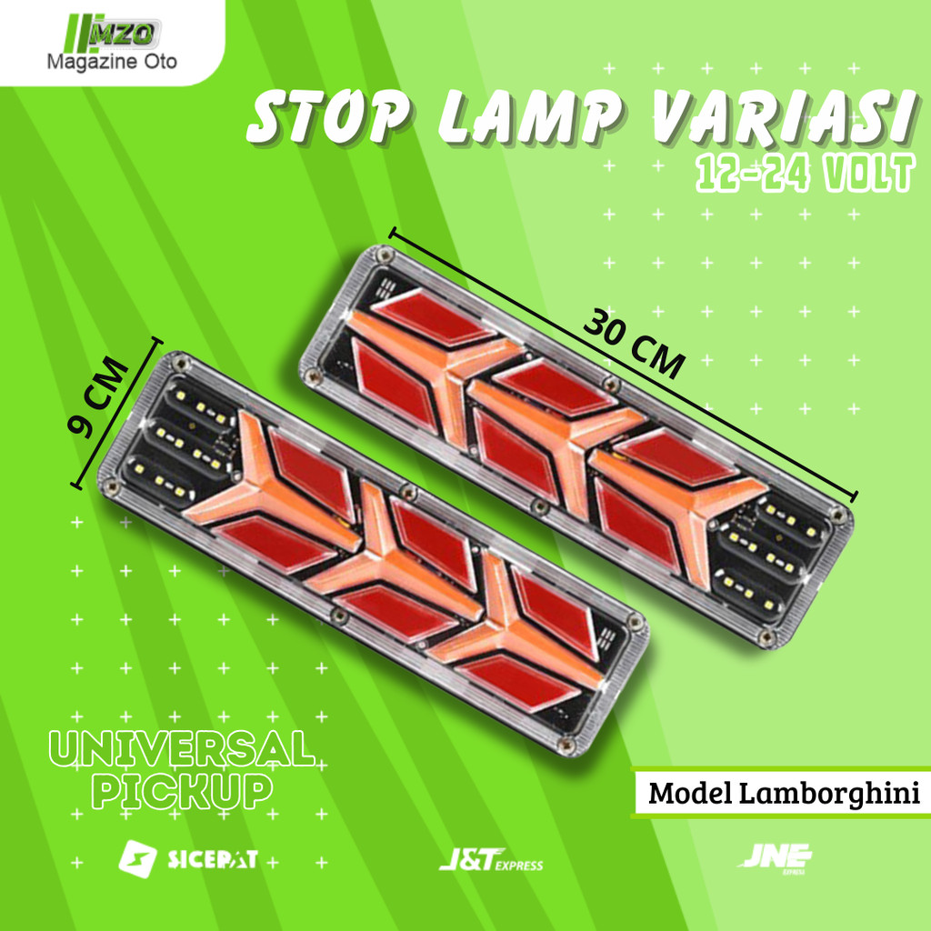 Jual Stoplamp Mobil Pick Up Model Lamborghini 30CM 12/24 Volt ( 2 Buah ...