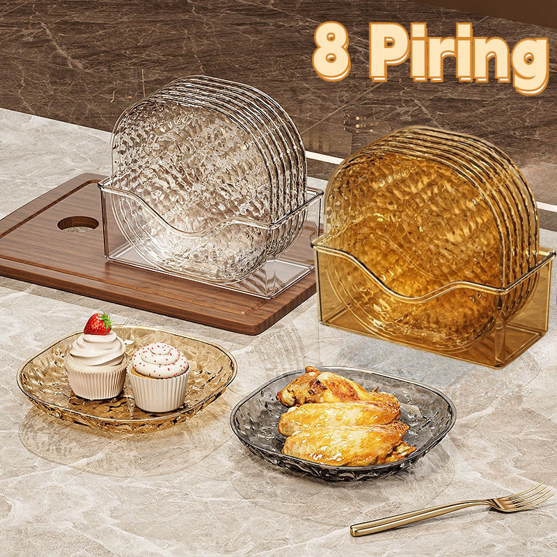 Jual 8 Piring + 1 Holder Piring Buah Snack Dish Plate / Rumah Tangga ...