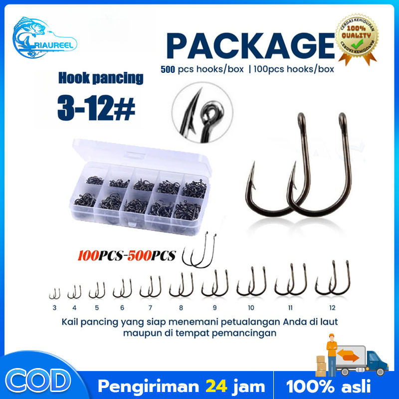 Jual [Riaureel] MONQIQI Set 100-400 Pcs Kail Pancing Aneka Ukuran Bahan ...