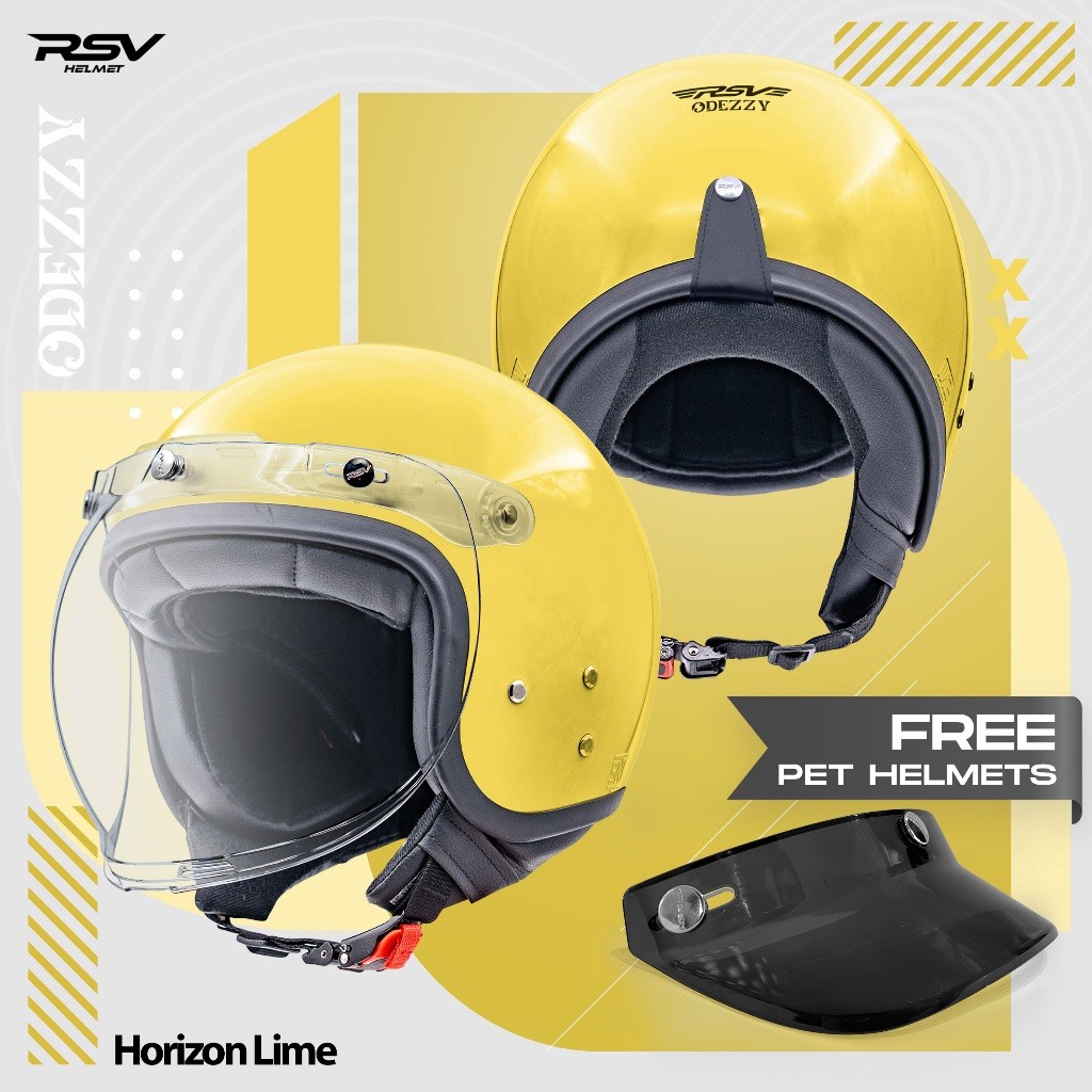 Jual HELM ODEZZY SOLID HORIZONE LIME GLOSSY ( Single Visor + Pet - Half ...