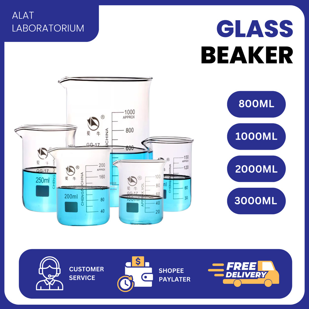 Jual Gelas Beaker Kaca Pendek Laboratorium Gelas Kimia Kaca Gelas Ukur ...