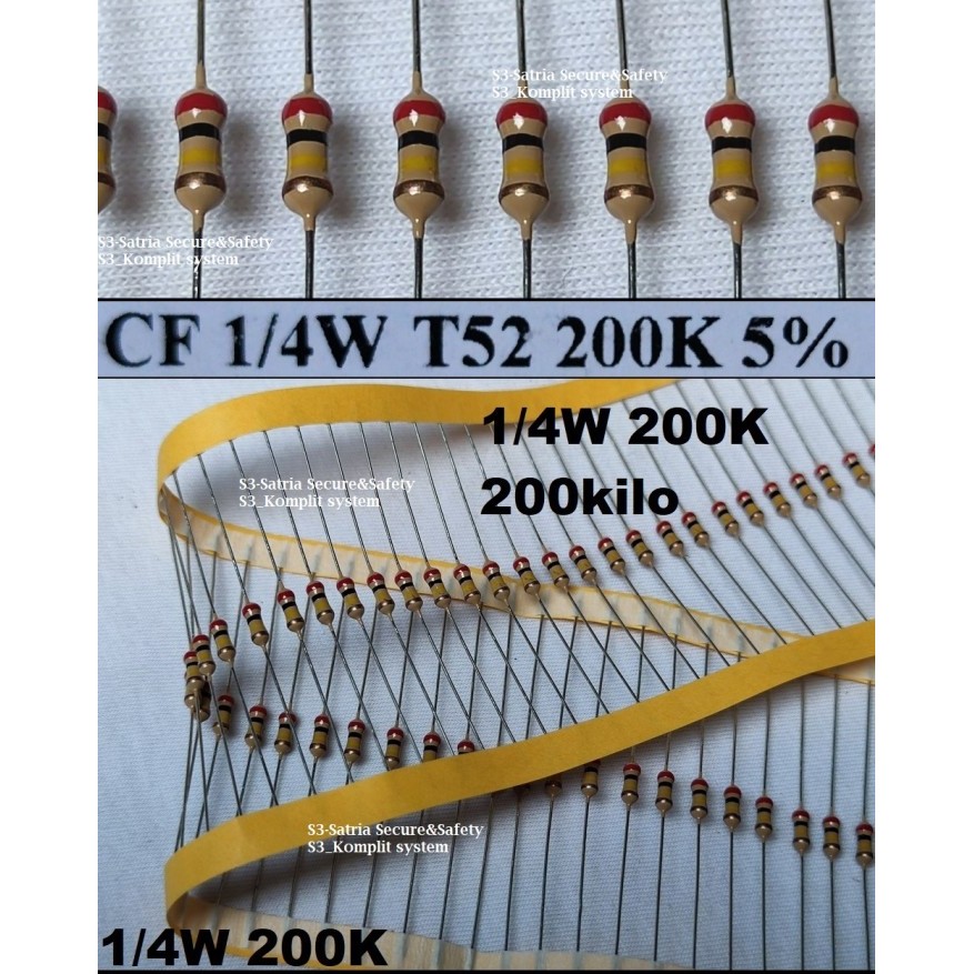 Jual Coklat 200K ohm 200Kilo 1/4W Resistor 1/4watt 200KOhm cf 1/4 W watt | Shopee Indonesia